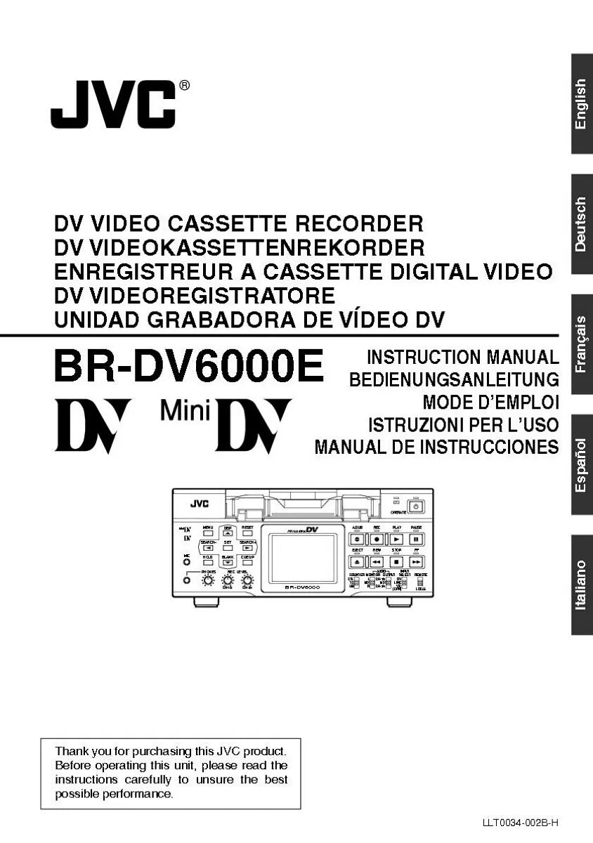 JVC BR-DV6000E VCR Owners Instruction Manual – TekRevolt