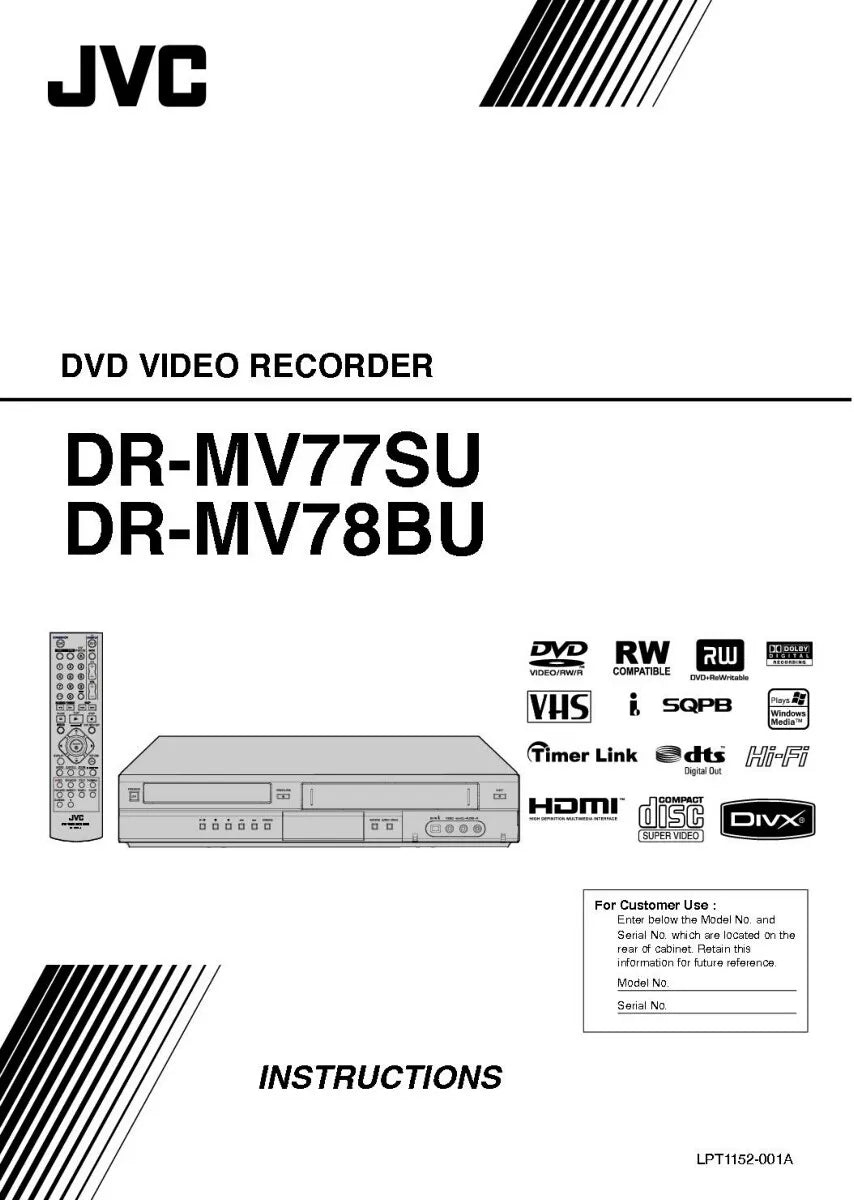 JVC DR-MV77SU DR-MV78BU DVD Recorder Owners Instruction Manual – TekRevolt