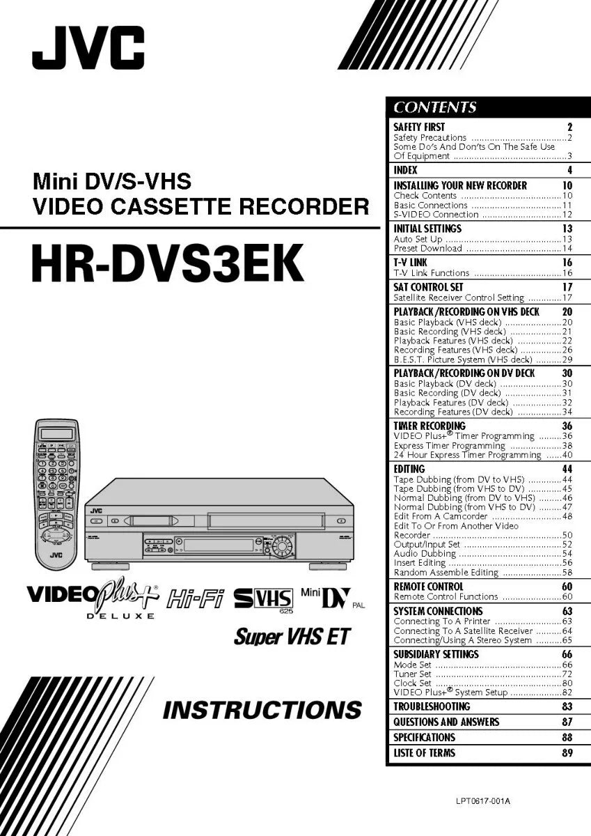 JVC HR-DVS3EK VCR DVD Owners Instruction Manual – TekRevolt