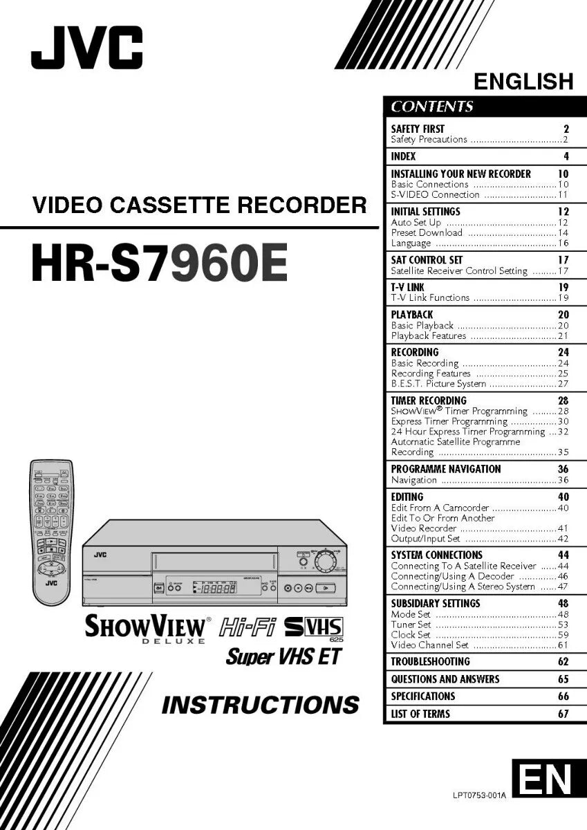 JVC HR-S7960EX VCR Owners Instruction Manual – TekRevolt