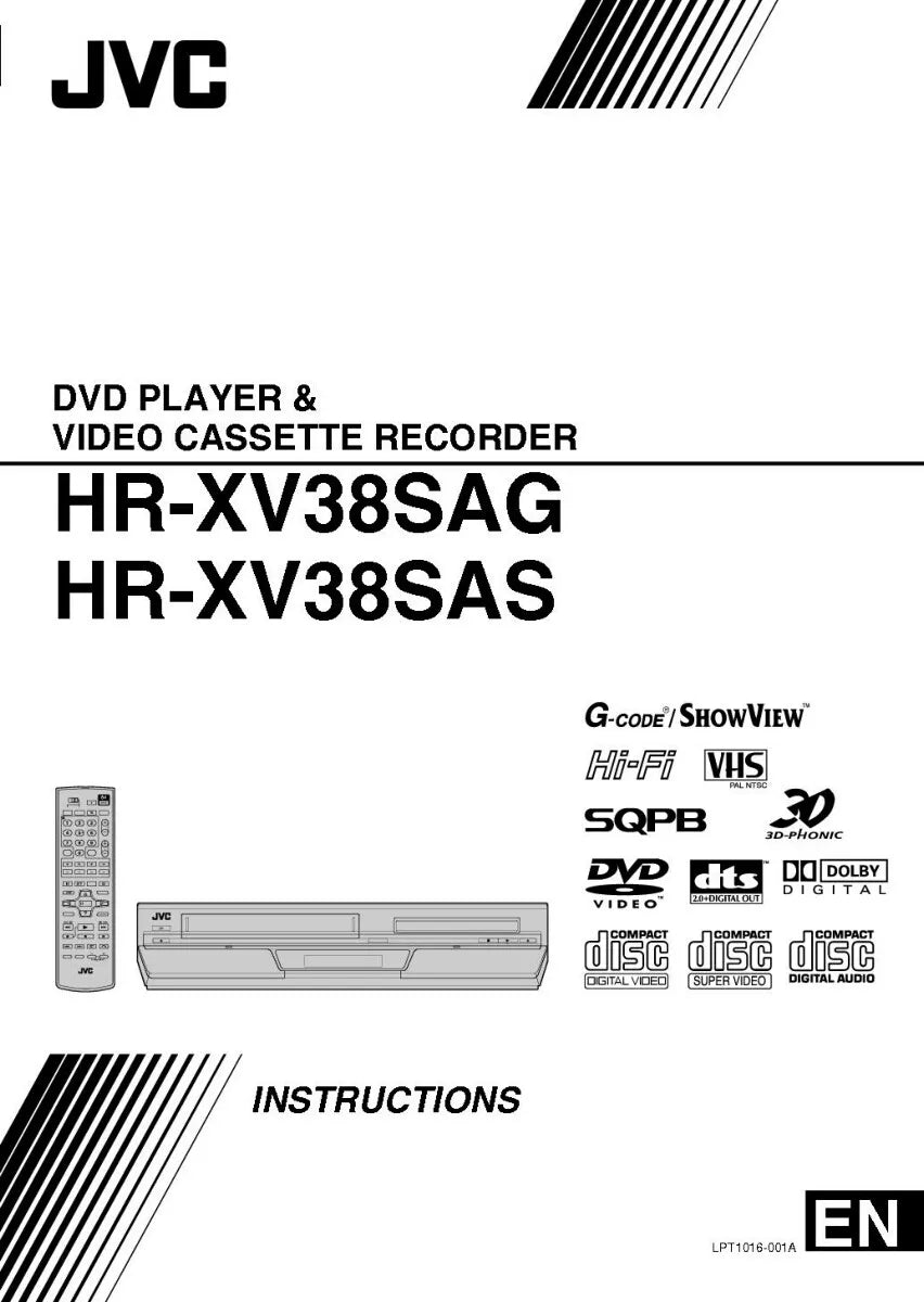 JVC HR-XV38SAG HR-XV38SAS VCR DVD Owners Instruction Manual – TekRevolt