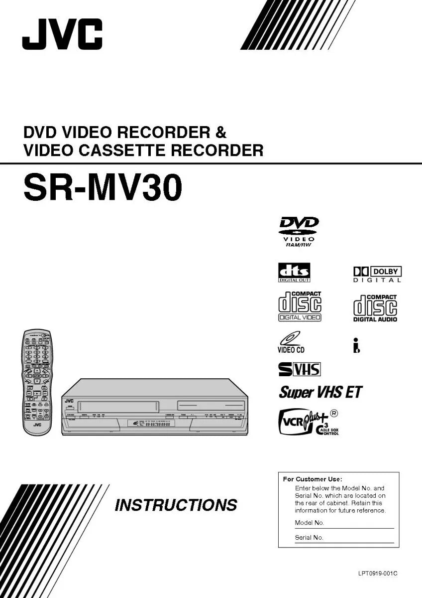 JVC SR-MV30US VCR DVD Owners Instruction Manual – TekRevolt