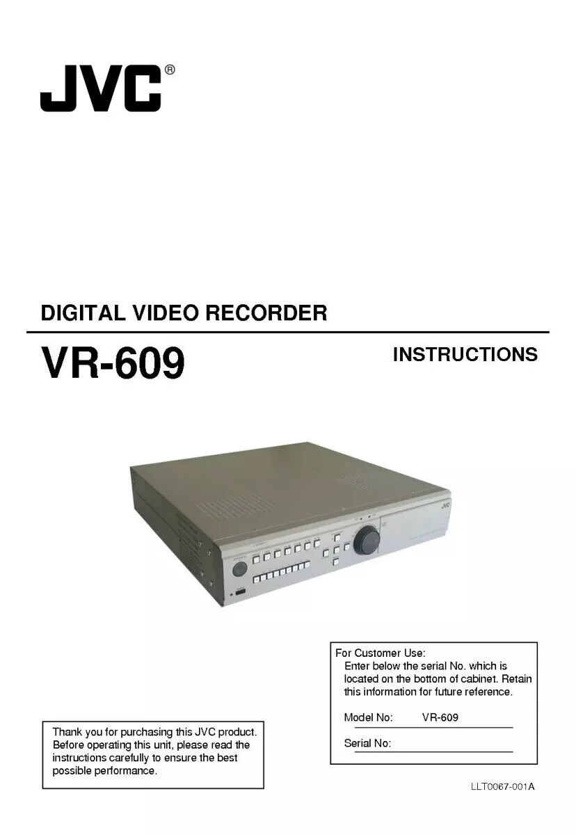 JVC VR-609 Digital Video Recorder Owners Instruction Manual – TekRevolt