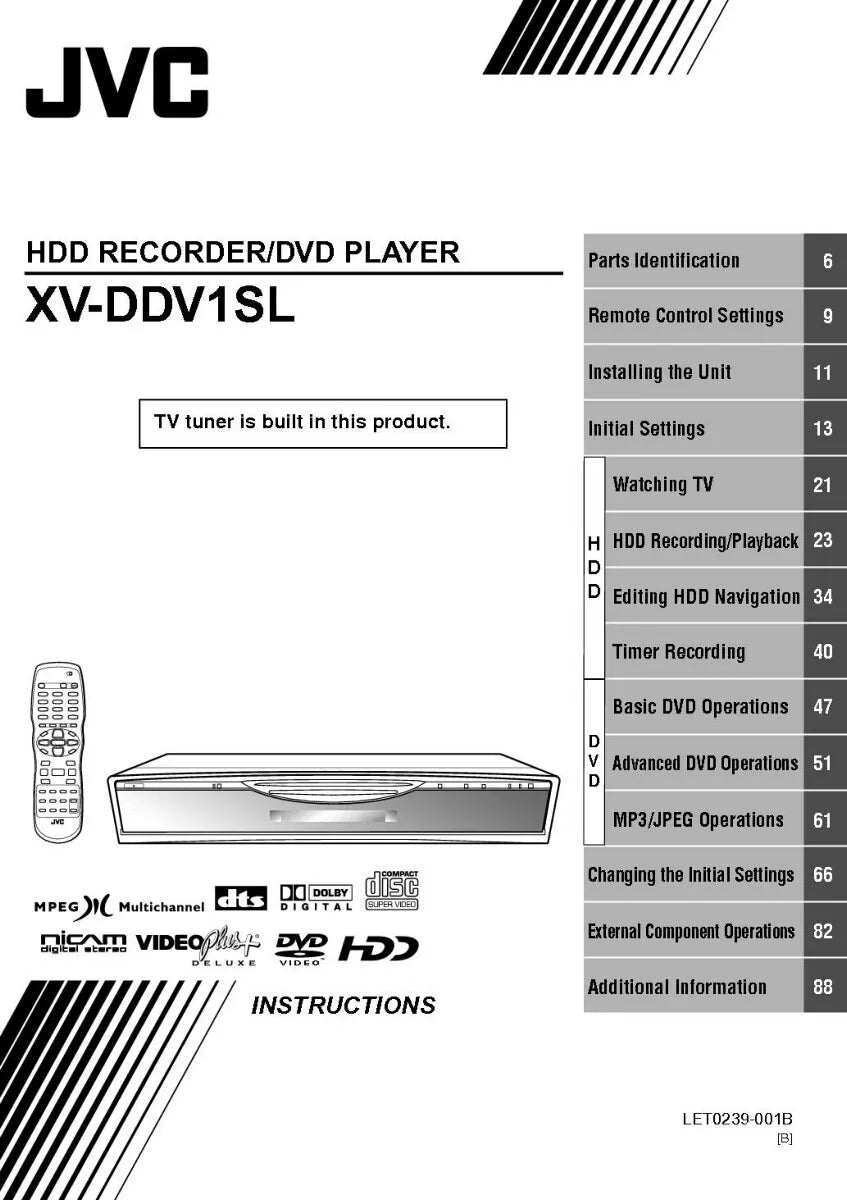 JVC XV-DDV1SL DVD Player Owners Instruction Manual – TekRevolt