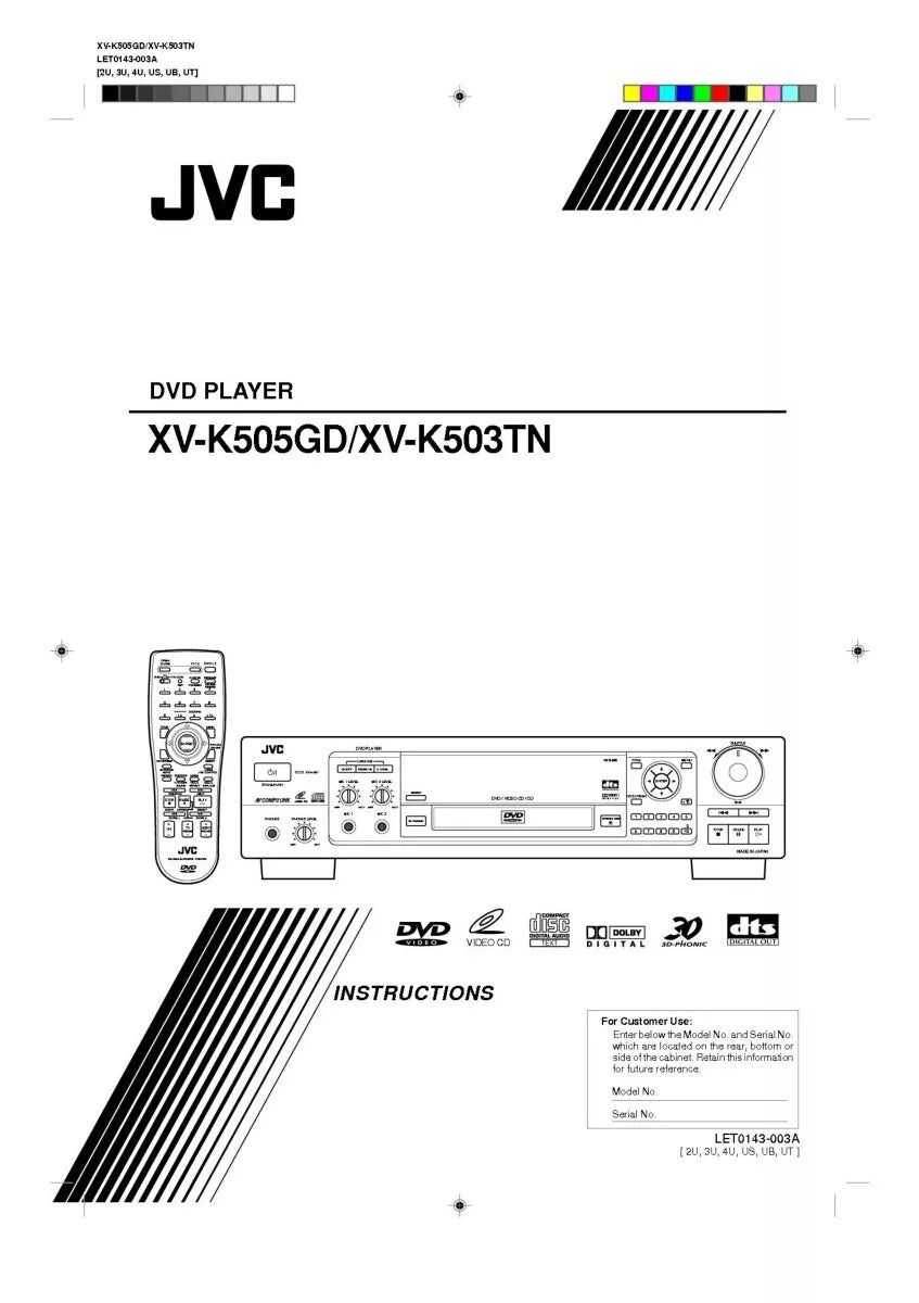 JVC XV-K503TN XV-K505GD DVD Player Owners Instruction Manual – TekRevolt