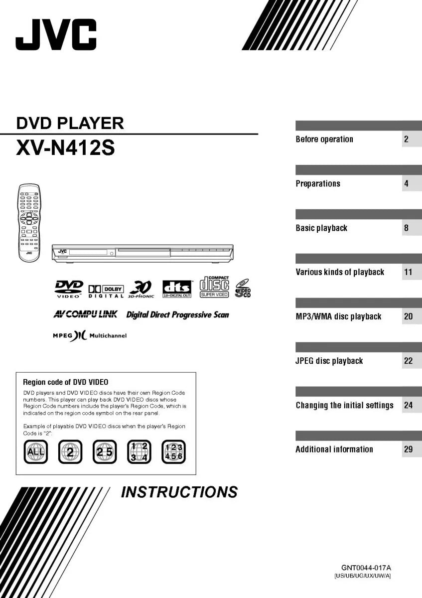 JVC XV-N412S DVD Player Owners Instruction Manual – TekRevolt