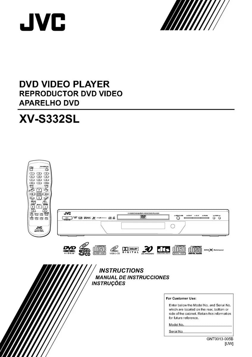 JVC XV-S332SL DVD Player Owners Instruction Manual – TekRevolt