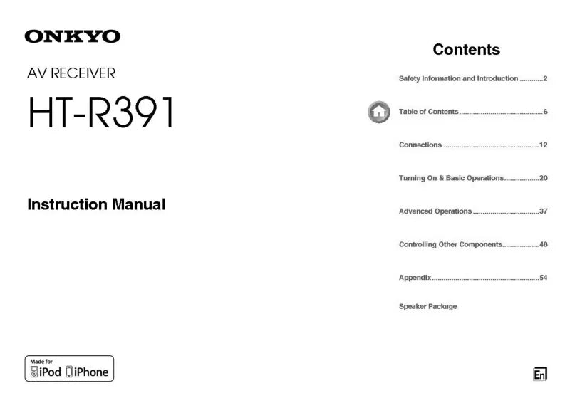 Onkyo Integra HT-R391 Receiver Owners Instruction Manual – TekRevolt