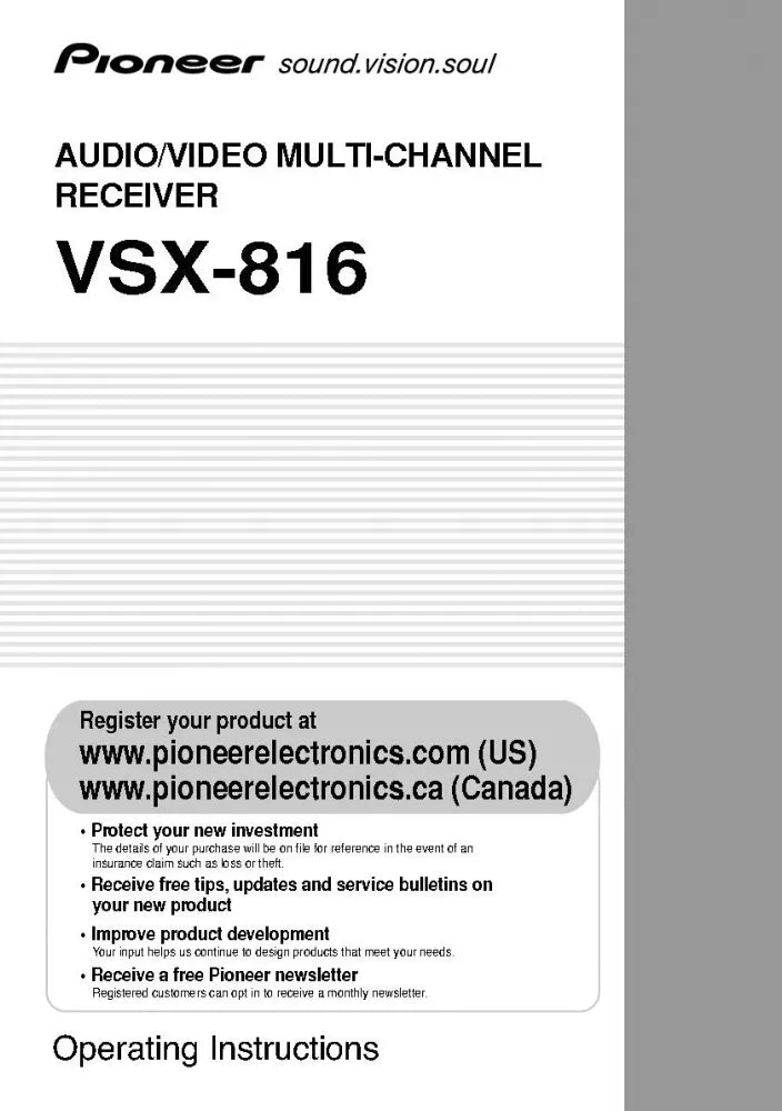 Pioneer VSX-816 Receiver Owners Manual – TekRevolt