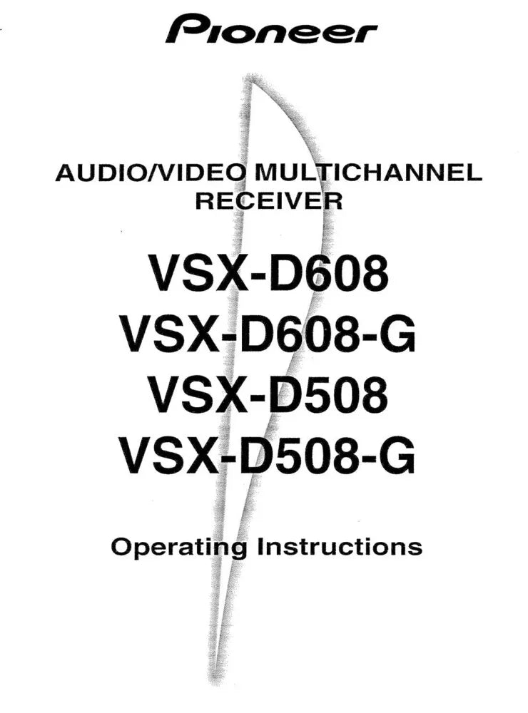 Pioneer VSX-D508 Receiver Owners Manual – TekRevolt