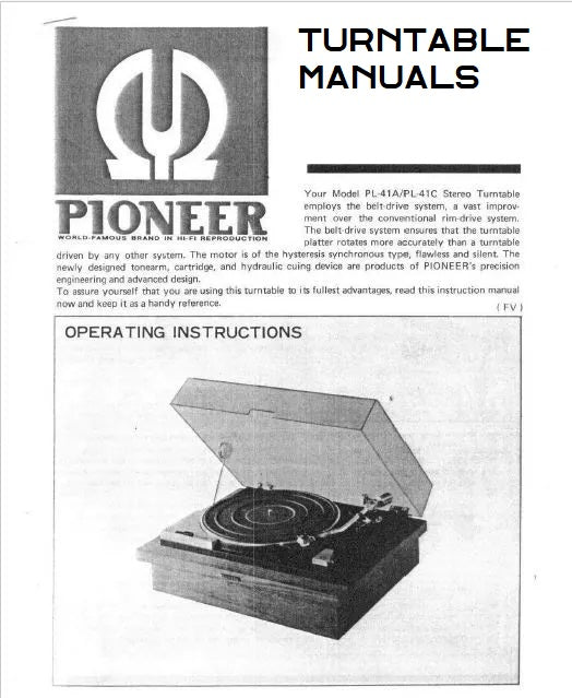 Pioneer Record Player Turntable Manuals – TekRevolt