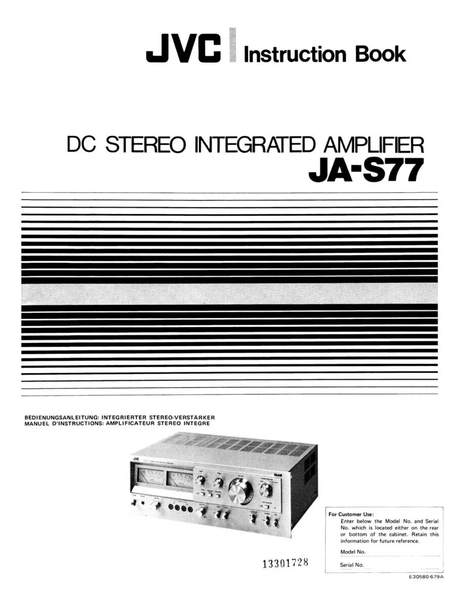 JVC JA-S77 Amplifier Owners Instruction Manual – TekRevolt