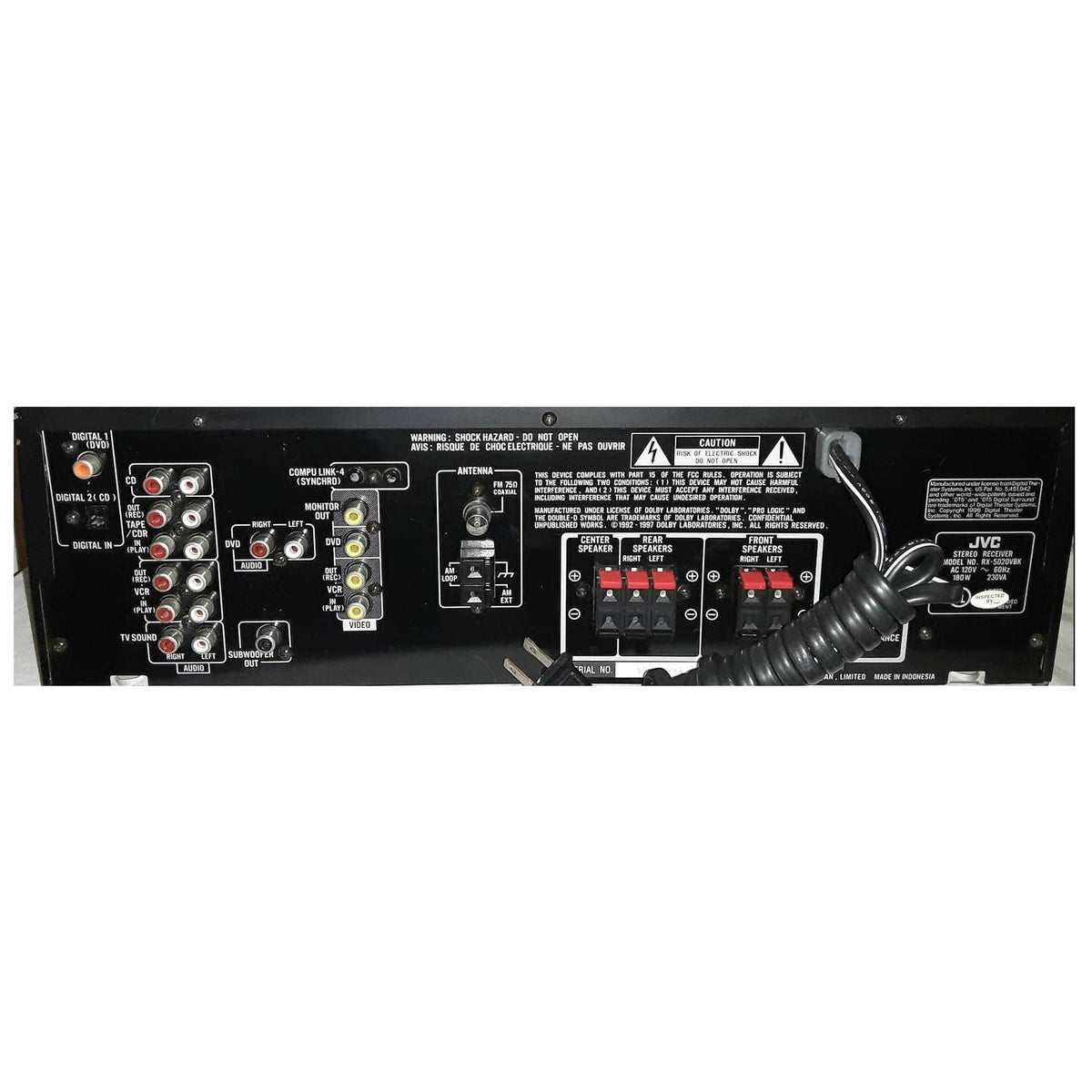 JVC RX-5020VBK 5.1 Dolby Digital Pro Logic II Surround Sound DTS A/V R ...