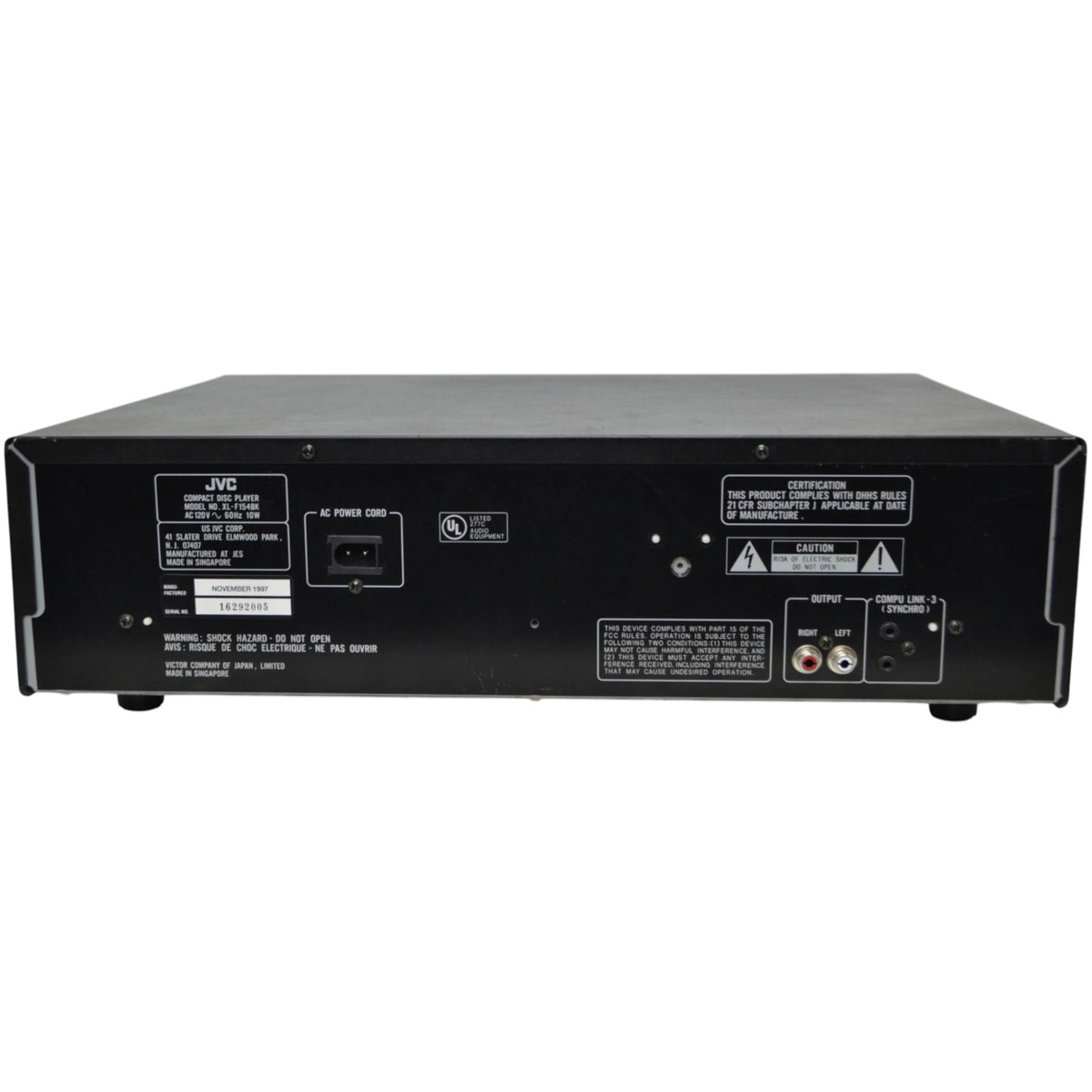 JVC XL-F154BK 5 Disc CD Changer Player – TekRevolt