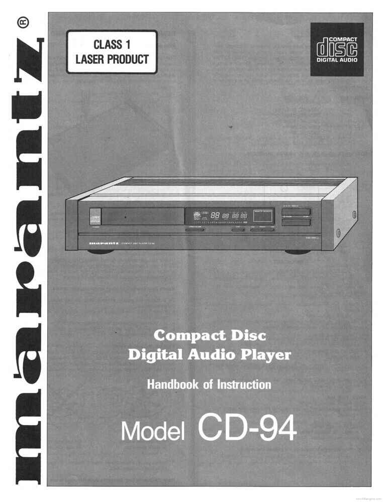 Marantz CD-94 CD Player Owners Instruction Manual – TekRevolt