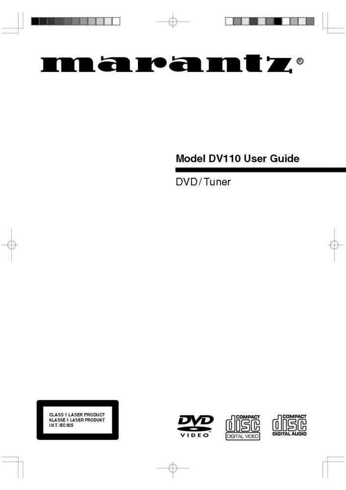 Marantz DV 110 DVD Player Owners Manual – TekRevolt