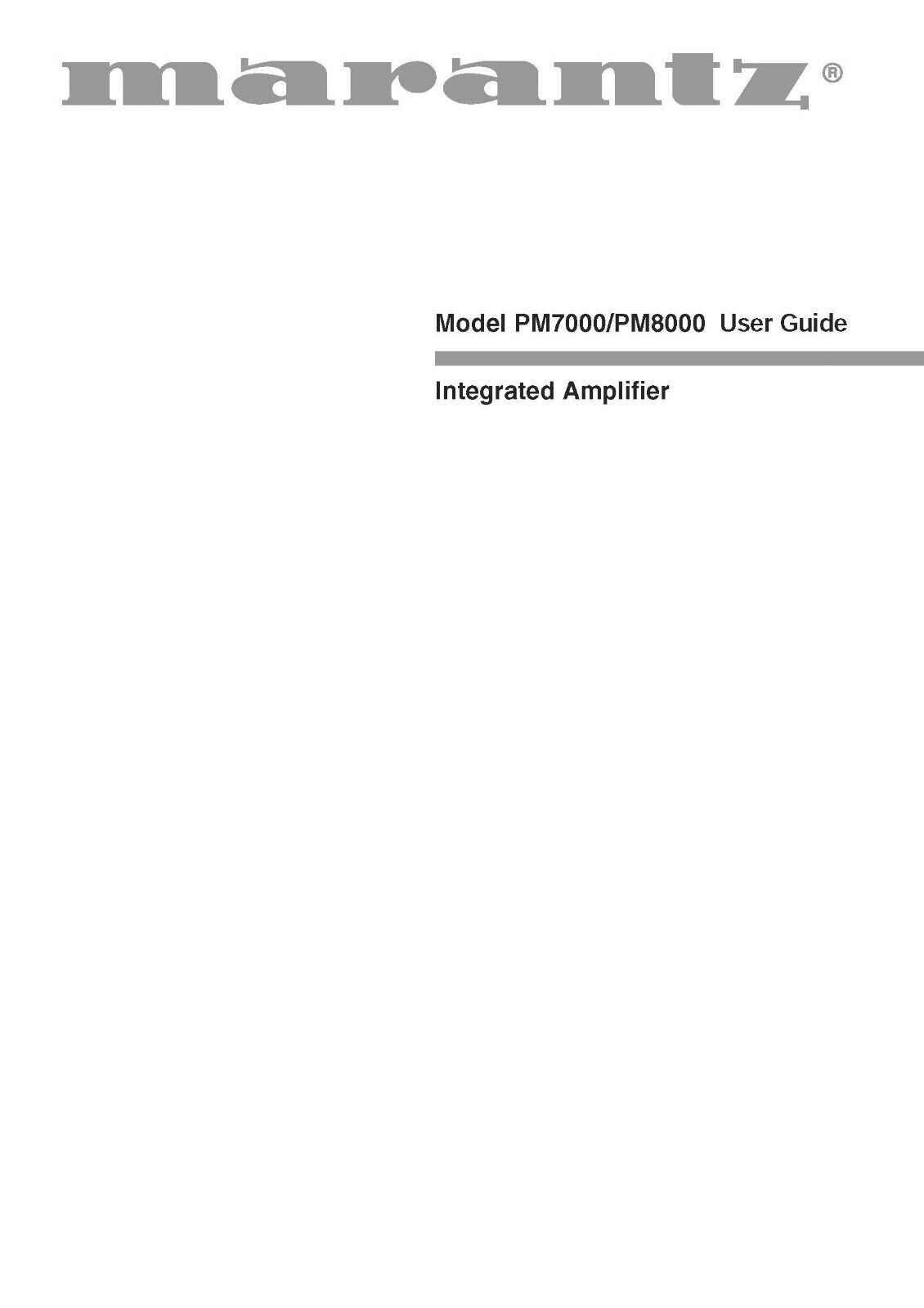 Marantz PM8000 Amplifier Owners Manual – TekRevolt