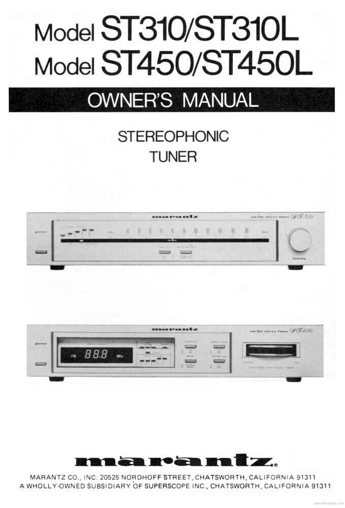 Marantz ST450L Tuner Owners Instruction Manual – TekRevolt