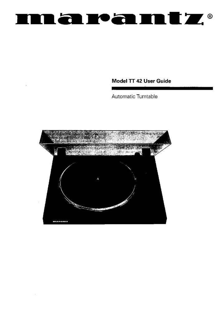 Marantz TT42 Turntable Owners Instruction Manual – TekRevolt