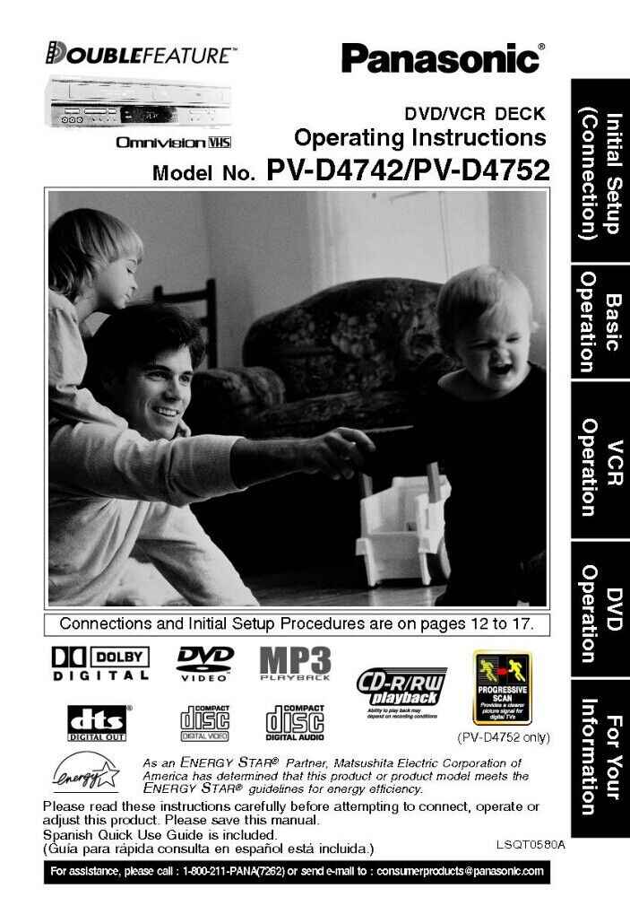 Panasonic PV-D4752 VCR DVD User Instruction Manual – TekRevolt