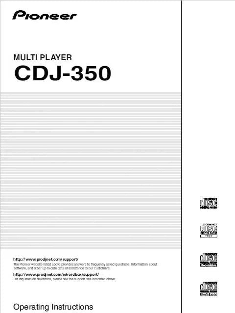 Pioneer CDJ-350 CD Player Owners Manual – TekRevolt
