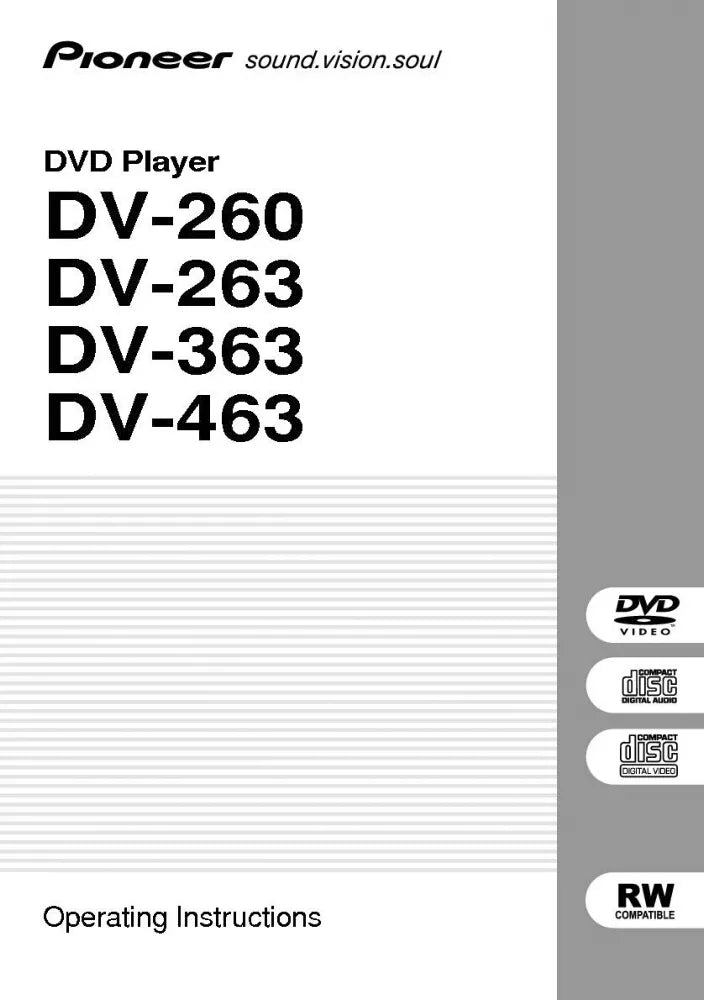 Pioneer DV-260 DVD Player Owners Manual – TekRevolt