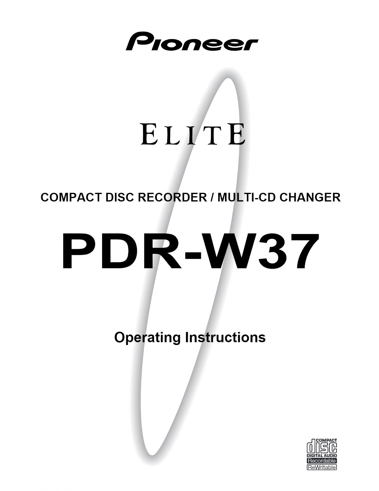 Pioneer PDR-W37 CD Recorder Owners Manual – TekRevolt