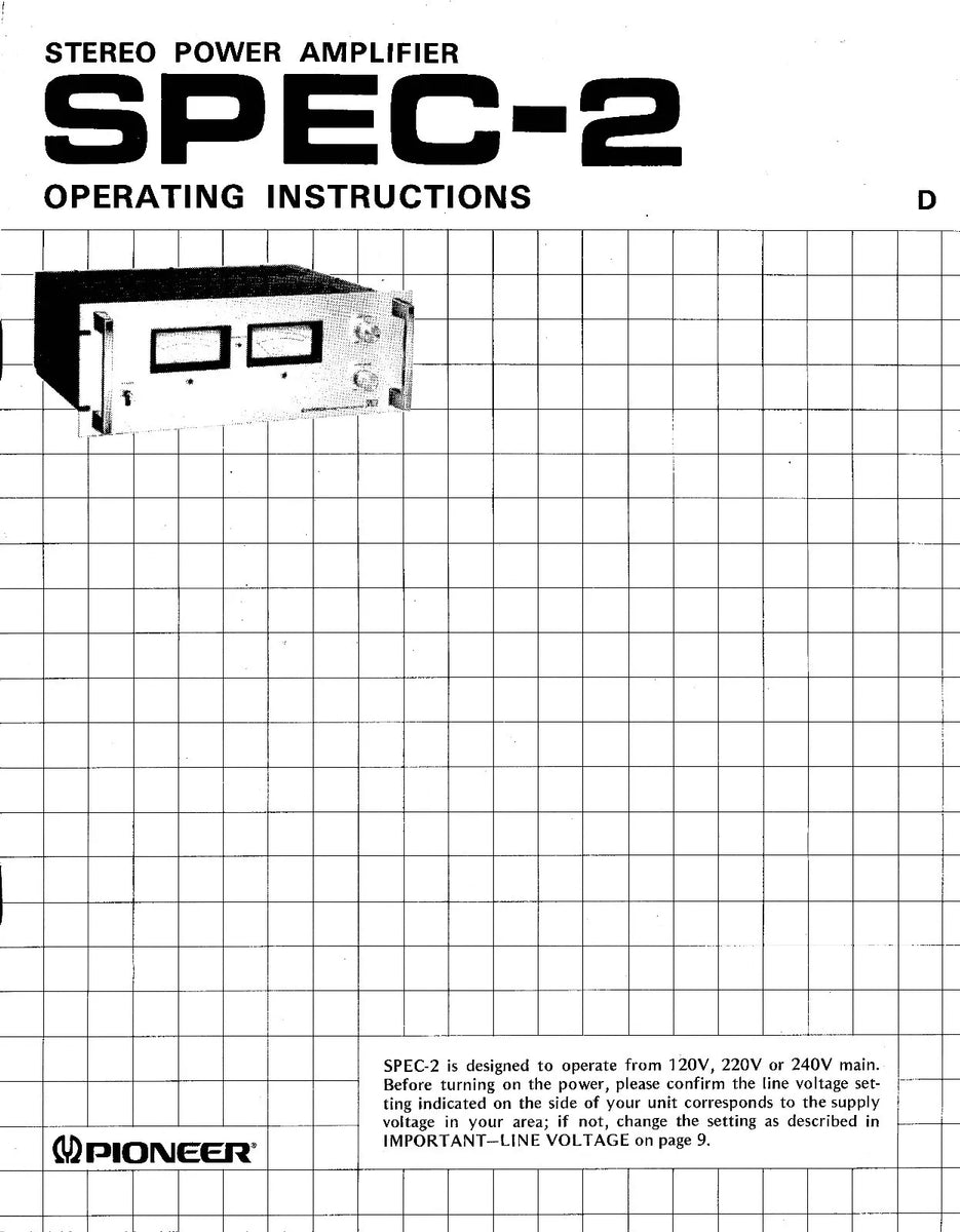 Pioneer SPEC-2 Amplifier Owners Manual – TekRevolt