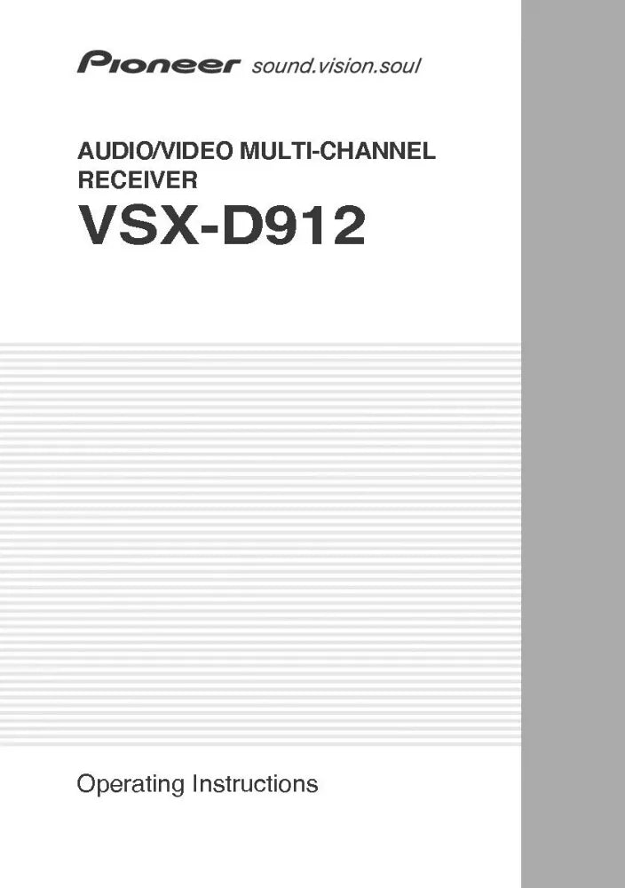 Pioneer VSX-D912 Receiver Owners Manual – TekRevolt