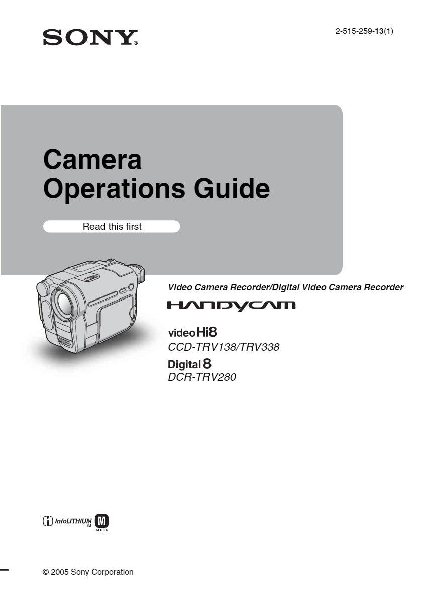 Sony DCR TRV280 Camcorder Owners Manual – TekRevolt
