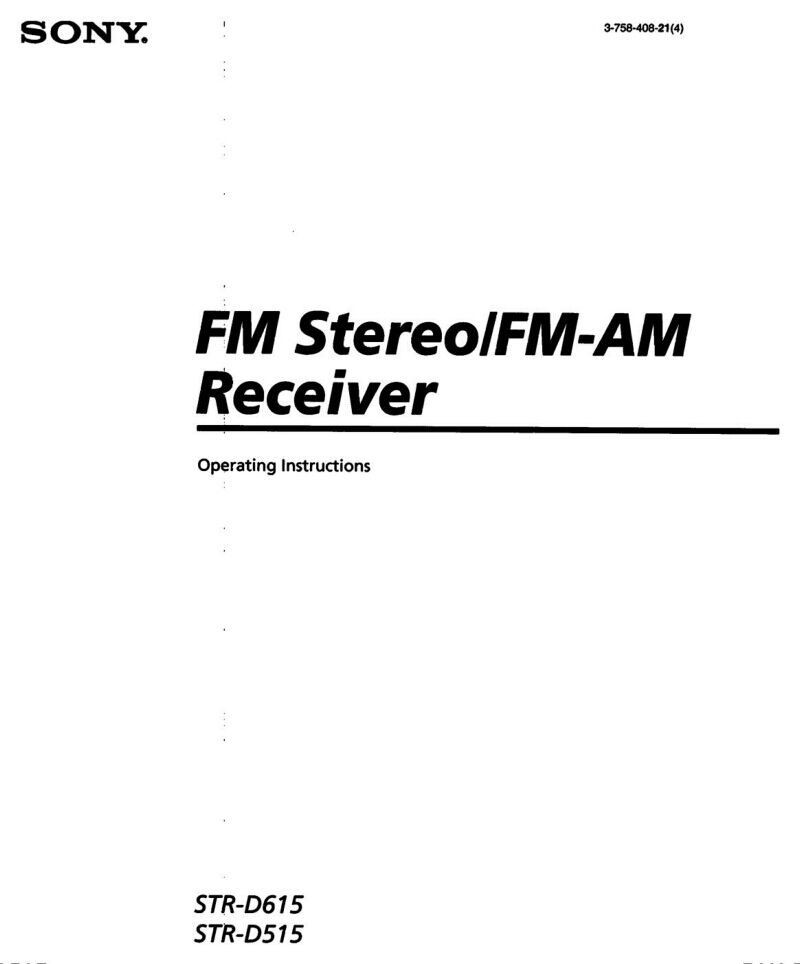 Sony STR-D615 STR-D515 AV Receiver Owners Manual – TekRevolt