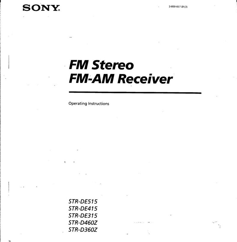 Sony STR-DE415 Amplifier Receiver Owners Instruction Manual – TekRevolt