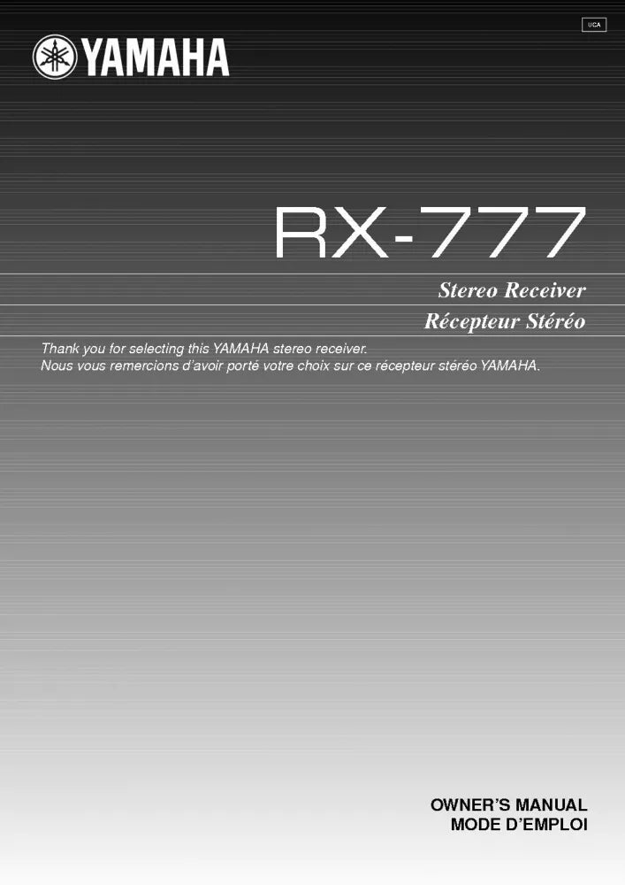 Yamaha RX-777 Receiver Owners Manual – TekRevolt