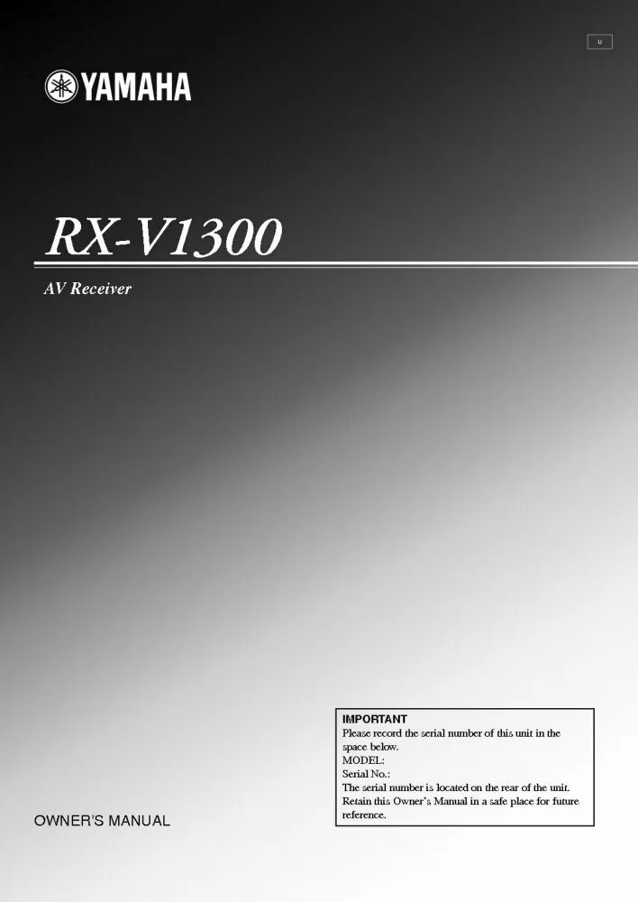 Yamaha RX-V1300 Receiver Owners Manual – TekRevolt