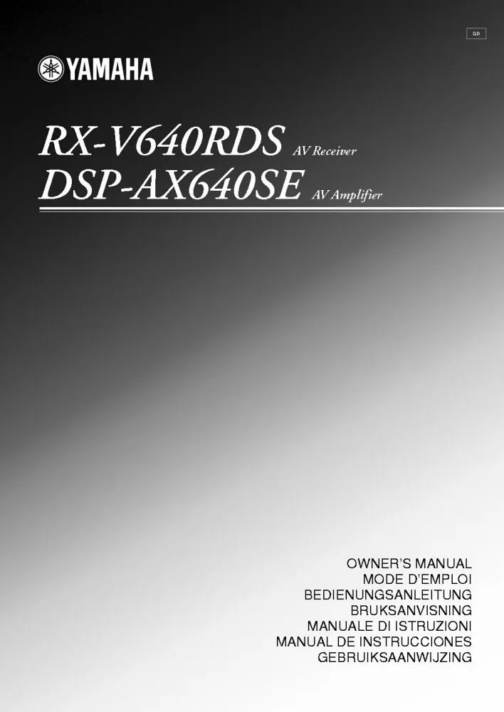 Yamaha RX-V640RDS DSP AX640SE Receiver Owners Manual – TekRevolt