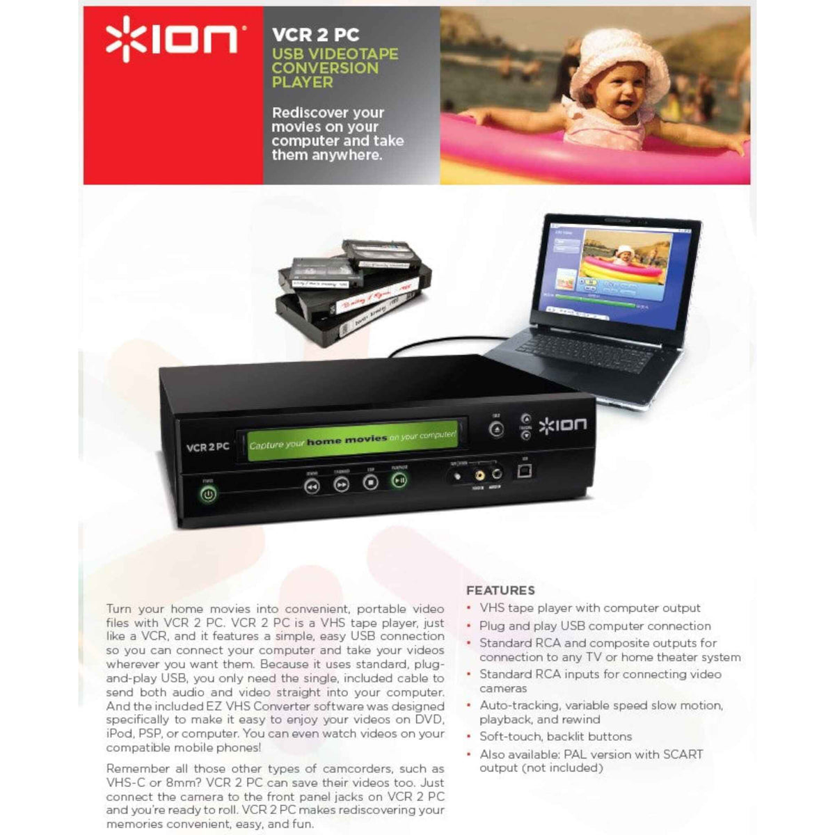 ION VCR 2 PC USB VHS Video to Computer Converter – TekRevolt