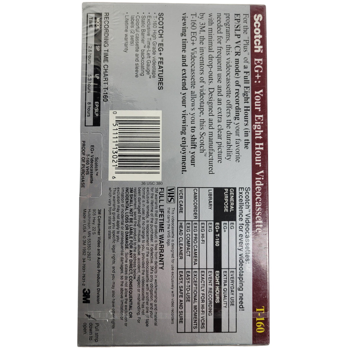 Scotch Blank VHS Tape T-160 High Grade EG+ – TekRevolt